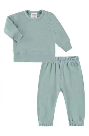PAIGELAUREN Long Sleeve Top & Pants Hacci Lounge Set - Green