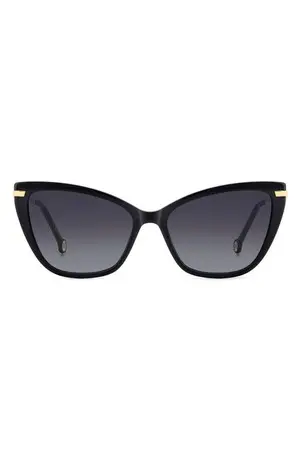 Carolina Herrera Rectangular Sunglasses - Black/ Dark Grey Sf