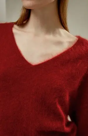 Lilysilk Cropped V-neck Cashmere Sweater - Red