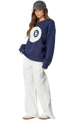 EDIKTED Magic 8 Oversize Sweater - Navy
