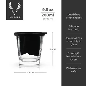 VISKI Glacier 2-piece Mountain Ice Mold With Crystal Glass Set