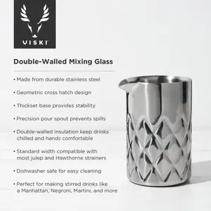 VISKI Admiral Double Walled Mixing Glass In In Stainless Steel