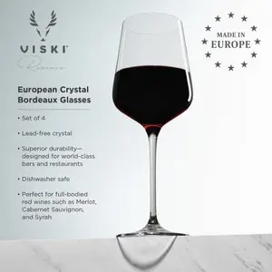 VISKI Reserve Inez Crystal Bordeaux Glasses Set Of 4