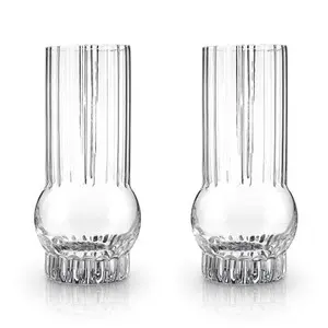 VISKI Art Deco Crystal Highball Glasses Set Of 2