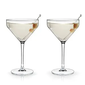 VISKI Raye Crystal Angled Martini Glasses Set Of 2