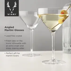 VISKI Raye Crystal Angled Martini Glasses Set Of 2