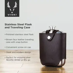 VISKI Flask And Traveling Case In Stainless Steel