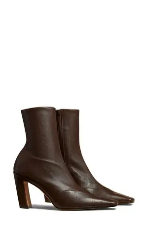 Khaite Nevada Square Toe Booties - Dark Brown