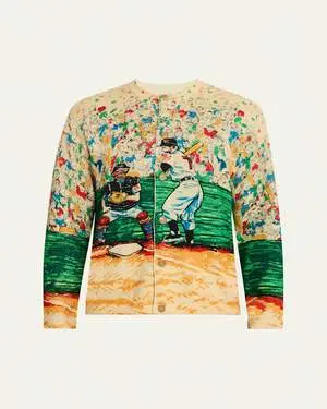 BODE Bode Slugger Printed Wool Cardigan - Multi