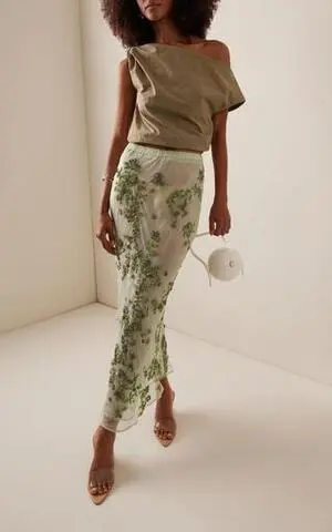 Cult Gaia Sai Printed Silk Maxi Skirt