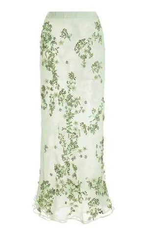Cult Gaia Sai Printed Silk Maxi Skirt