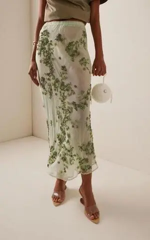 Cult Gaia Sai Printed Silk Maxi Skirt