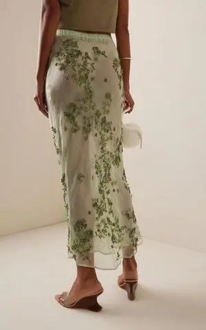 Cult Gaia Sai Printed Silk Maxi Skirt