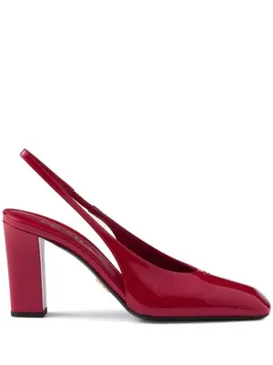 Prada 85mm Leather Slingback Pumps - Red