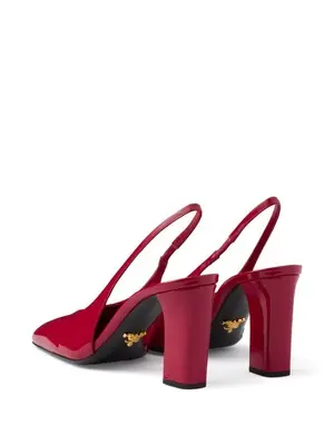 Prada 85mm Leather Slingback Pumps - Red