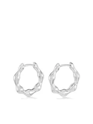 DOWER & HALL Hinged Huggie Hoop Earrings - Silver