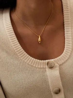 DOWER & HALL Large Pebble Droplet Pendant - Gold