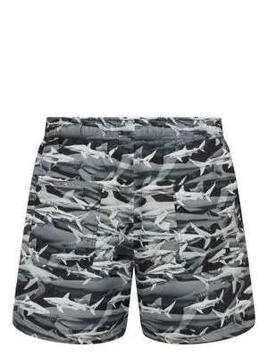 LET'S SWIM Shark Print Swim Shorts