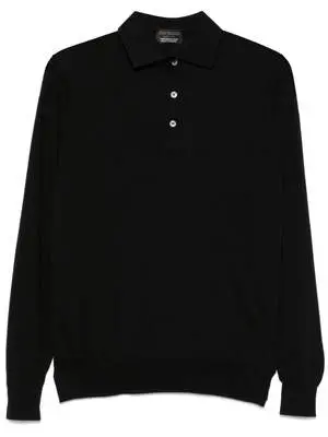 DELL'OGLIO Fine-knit Polo Shirt - Black