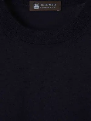 Colombo Crew-neck Fine-knit T-shirt - Blue