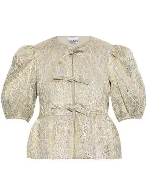 GANNI Lurex Thread Blouse - Gold