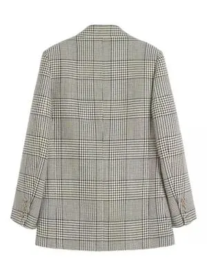 Valentino Garavani Houndstooth Virgin Wool Double-breasted Blazer - Black
