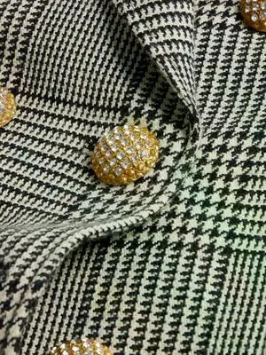 Valentino Garavani Houndstooth Virgin Wool Double-breasted Blazer - Black