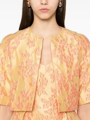 Talbot Runhof Floral-jacquard Cropped Jacket