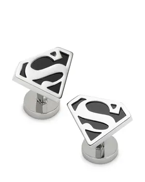 CUFFLINKS, INC. Superman Black Onyx Stainless Steel - Silver
