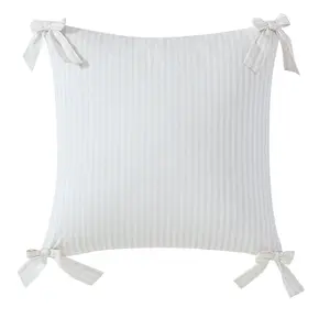 PERI HOME Pinstripe Bow Decorative Pillow, 20 X 20 - Taupe