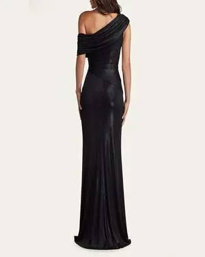 Tadashi Shoji Leary Draped One-shoulder Gown