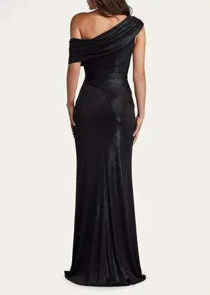 Tadashi Shoji Leary Draped One-shoulder Gown