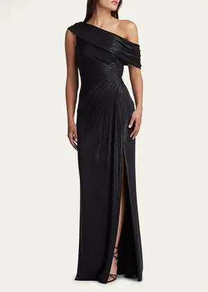 Tadashi Shoji Leary Draped One-shoulder Gown