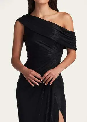 Tadashi Shoji Leary Draped One-shoulder Gown