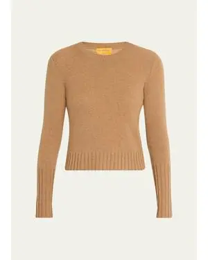 Guest In Residence Shrunken Crewneck Sweater In Cashmere Almond