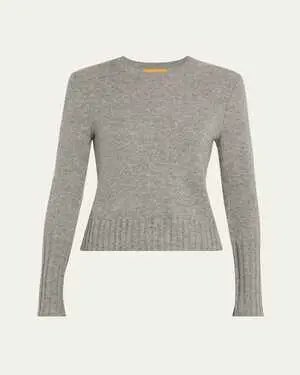 Guest In Residence Shrunken Crewneck Sweater In Cashmere - Gray
