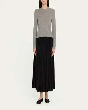 Guest In Residence Shrunken Crewneck Sweater In Cashmere - Gray