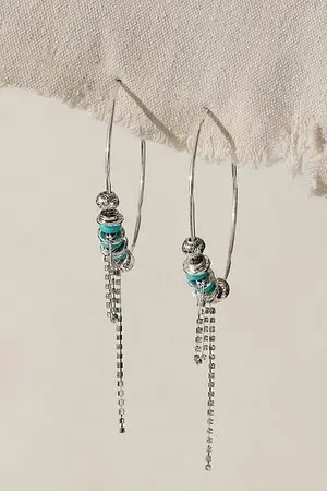 Free People Flume Hoop Earrings - Silver/turq