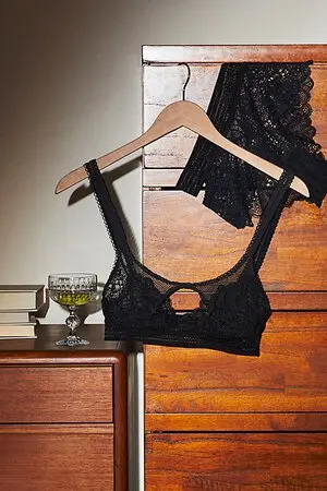 Free People Moonlit Meadow Lace High-rise Briefs - Black