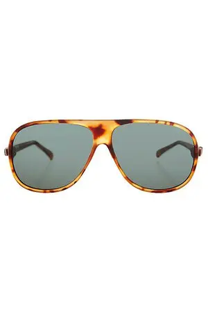 SUNGLASS MUSEUM Vintage Tank Aviator Sunglasses - Brown Motif