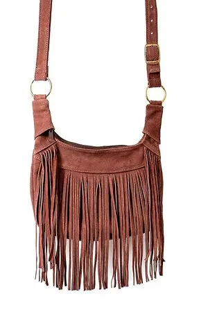 HIPPIESHOP Suede Fringe Shoulder Bag - Brown