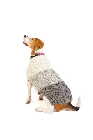 CHILLY DOG Color Block Cable Dog Sweater