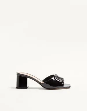 Valentino Garavani Vlogo Signature Patent Leather Slide Sandal - Black