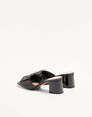 Valentino Garavani Vlogo Signature Patent Leather Slide Sandal - Black
