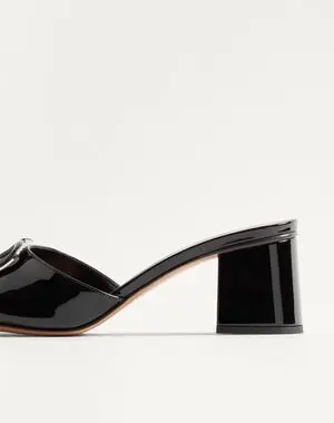 Valentino Garavani Vlogo Signature Patent Leather Slide Sandal - Black