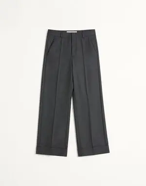 Valentino Garavani Valentino Gabardine Trousers With Cuffed Hem Anthracite
