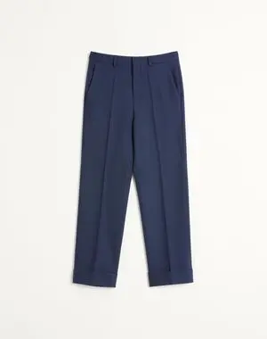 Valentino Garavani Gabardine Trousers With Cuffed Hem - Blue