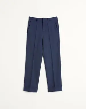 Valentino Garavani Valentino Gabardine Trousers With Cuffed Hem Indigo