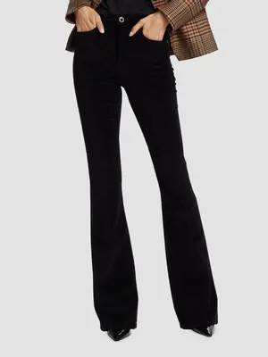Veronica Beard Beverly Velvet Skinny-flare Pants