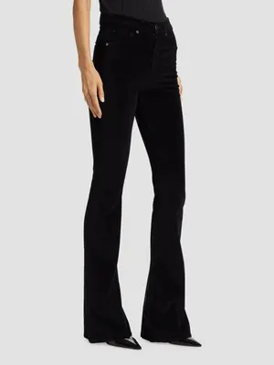 Veronica Beard Beverly Velvet Skinny-flare Pants